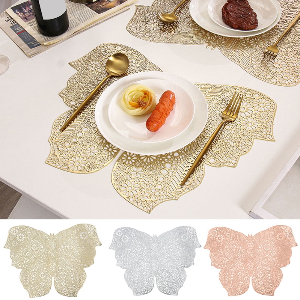 2PCS Butterfly Shape Pressed Vinyl Placemats, Non-Slip Washable ...