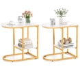 2PCS C-Shaped Sturdy Side Table Compact 2-tier Storage End Table for ...