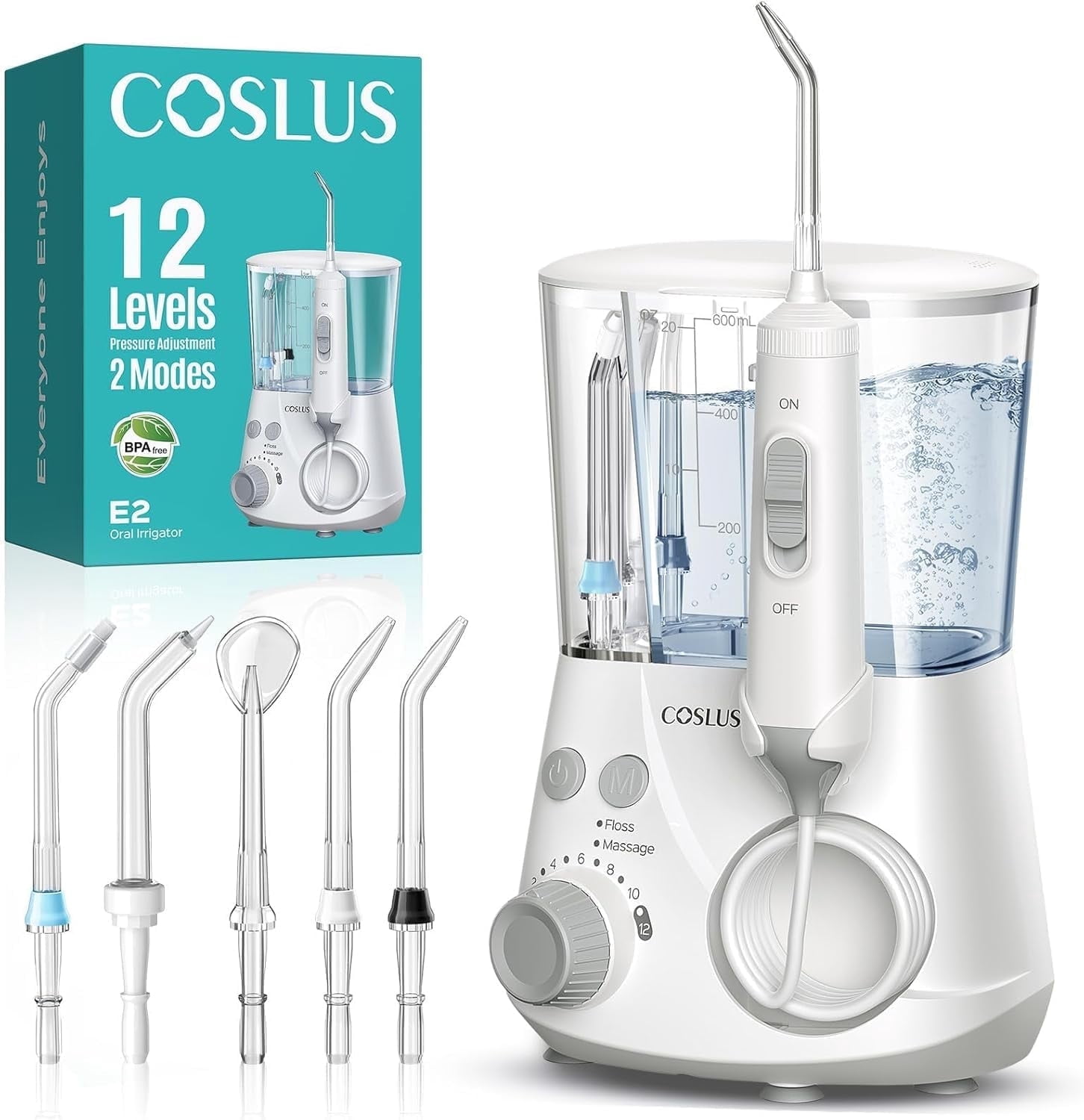 2PCS COSLUS Dual Mode Oral Irrigator Desktop Electric Flosser Oral ...
