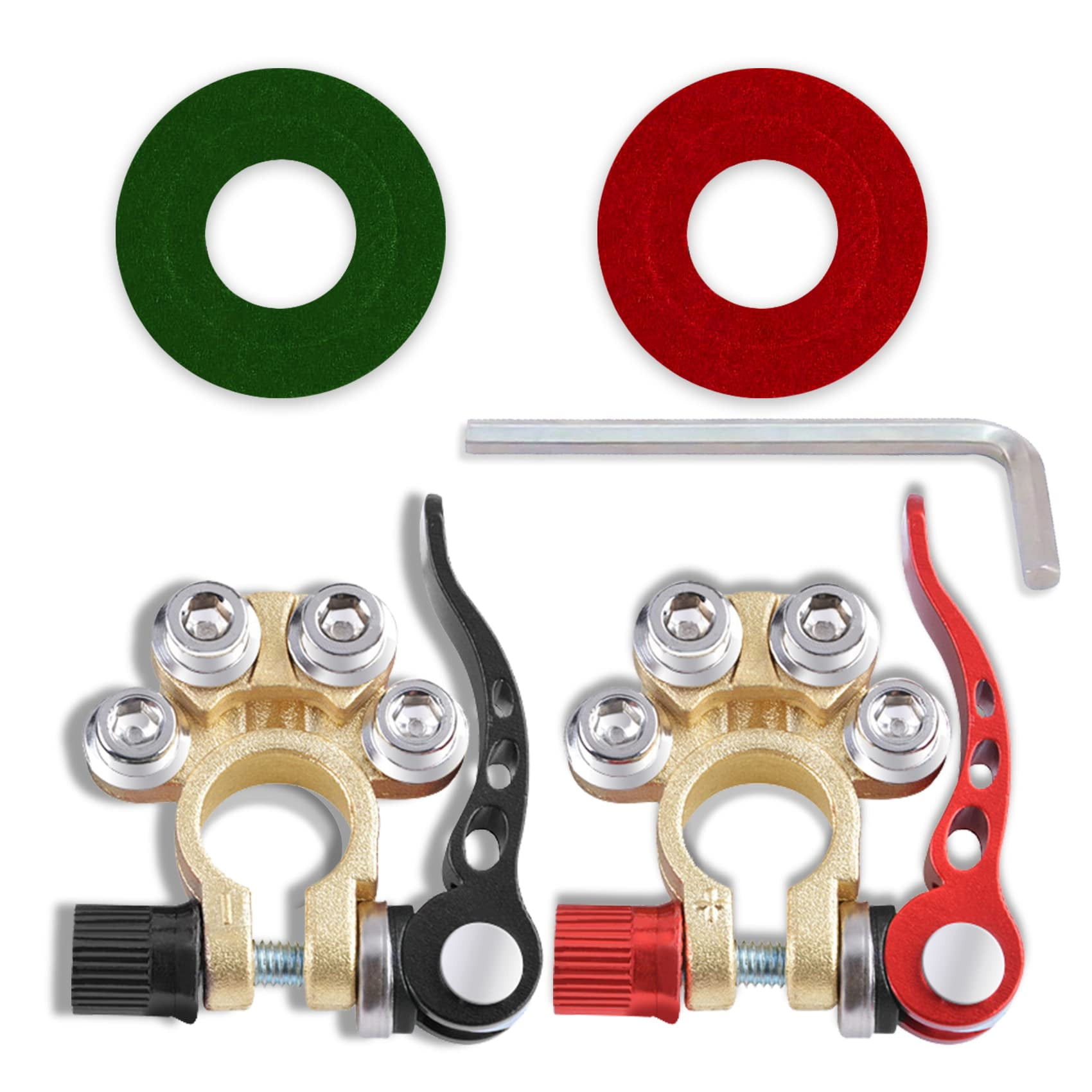 2PCS Car Battery Terminal Connectors, Battery Clamps, 4 Way Quick ...