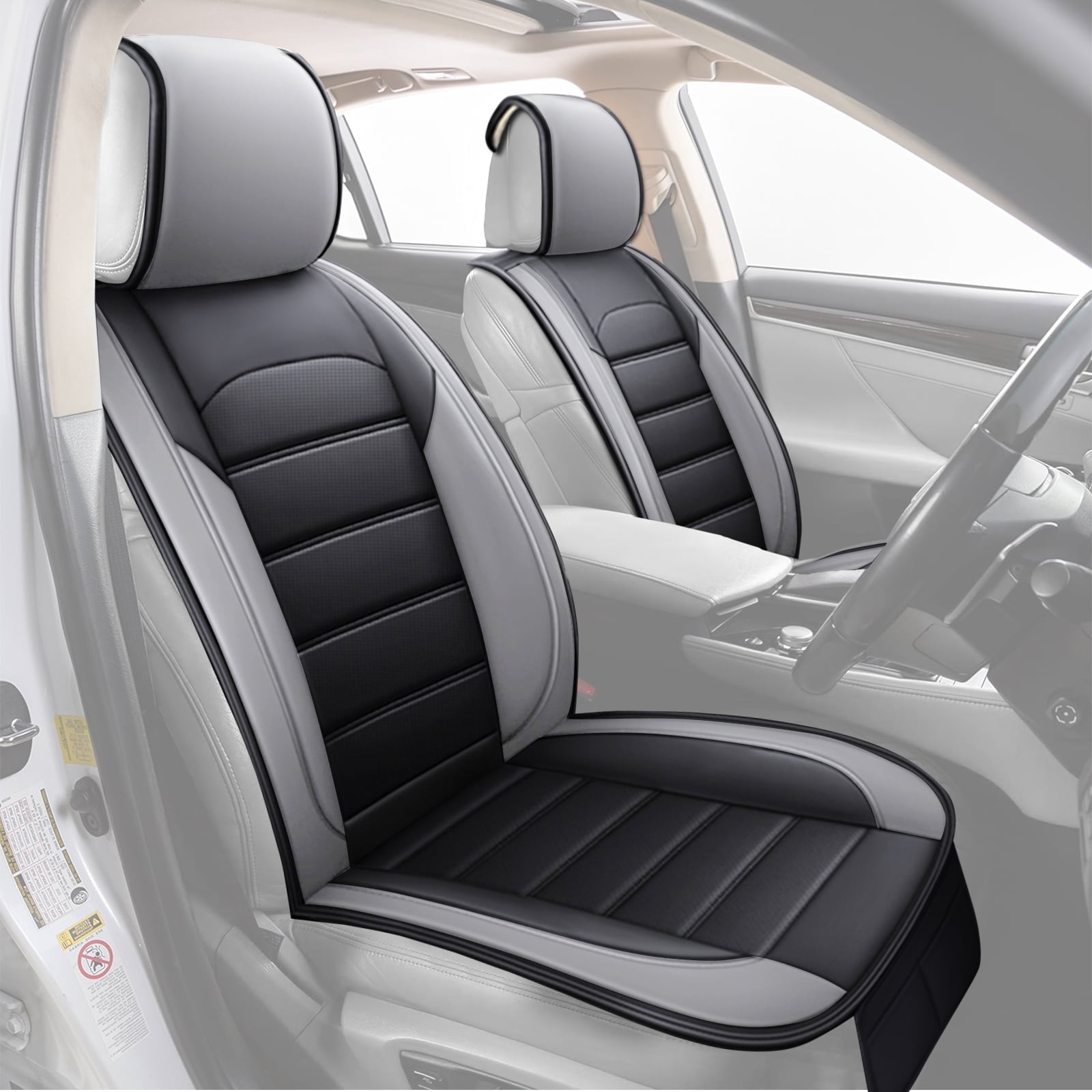 2PCS Car Front Seat Cover PU Leather Vehicle Cushion Covers For 2000 2024 BMW 330e X3 X5 X6 Interior Accessories w Storage Pockets Walmart