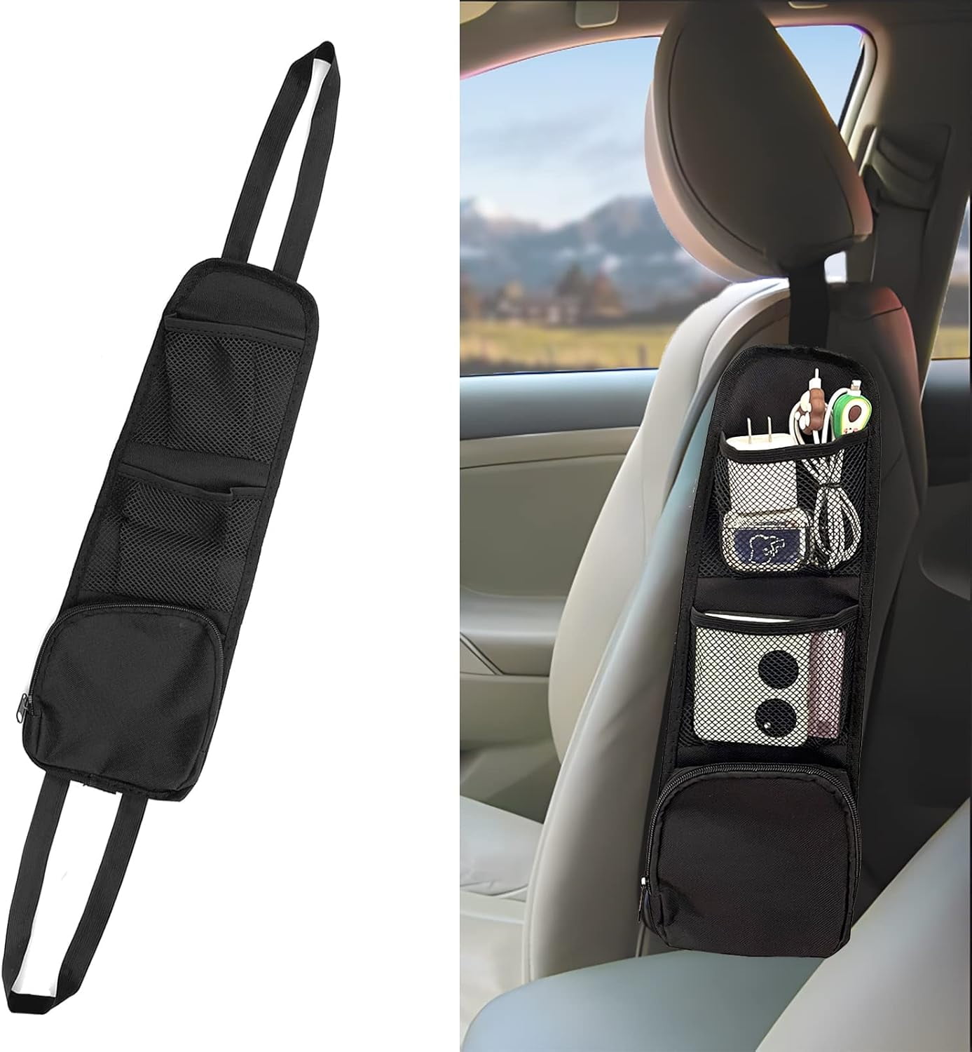 2PCS Car Seat Storage Hanging Bag, Multi-Pocket Seat Side Organizer ...