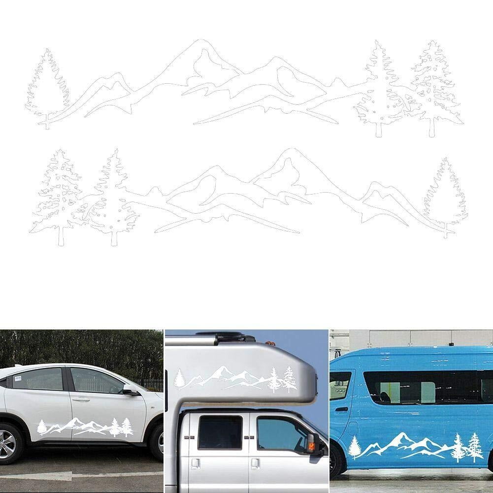 2PCS Car Side Body Stickers Mountain Tree Forest Graphic Decals DIY ...