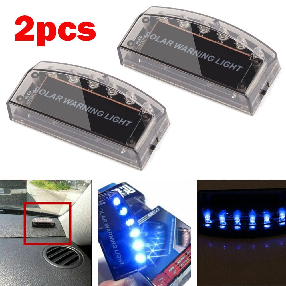 2PCS Car Solar Power LED Fake Alarm Warning Security Anti-Theft ...
