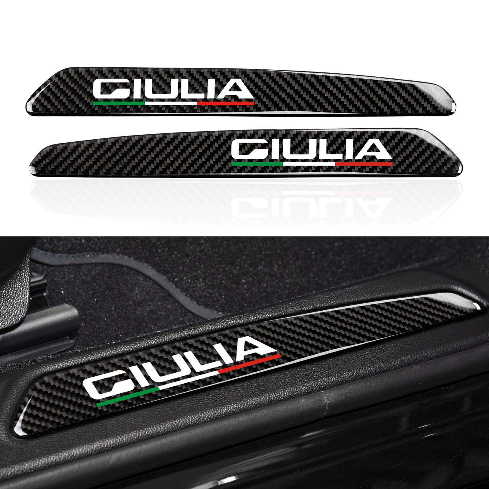 2PCS Car Threshold Protection Sticker Decals Trim Carbon Fiber Door ...