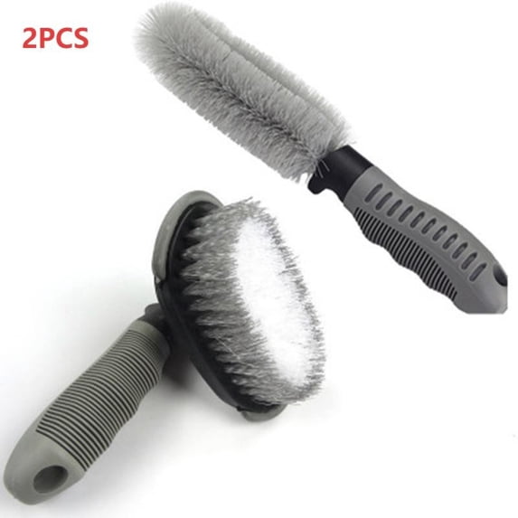 2PCS Car Wheel Brush Set With Straight And Curved Handle, PVC Soft ...