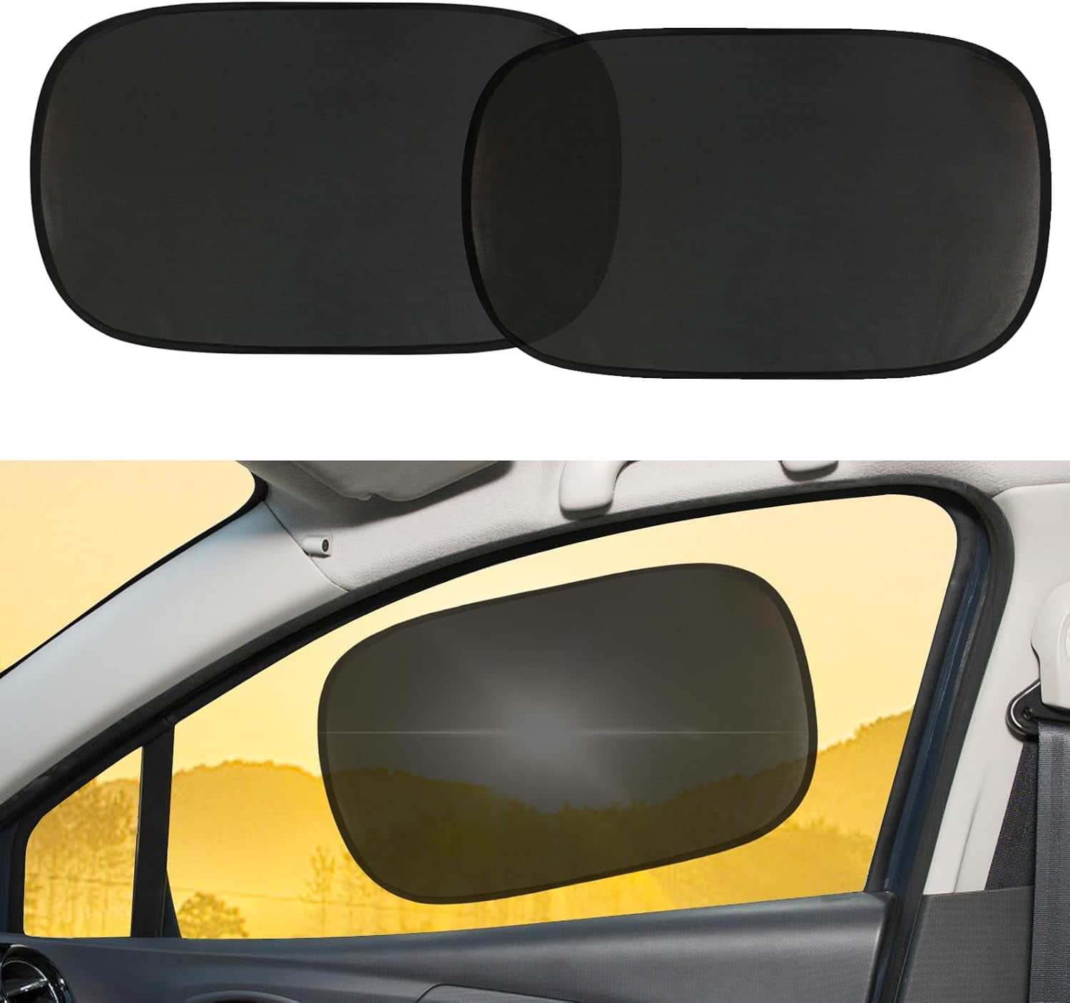 2PCS Car Window Shades, 19.69"×12.13" Static Cling Auto Side Window ...
