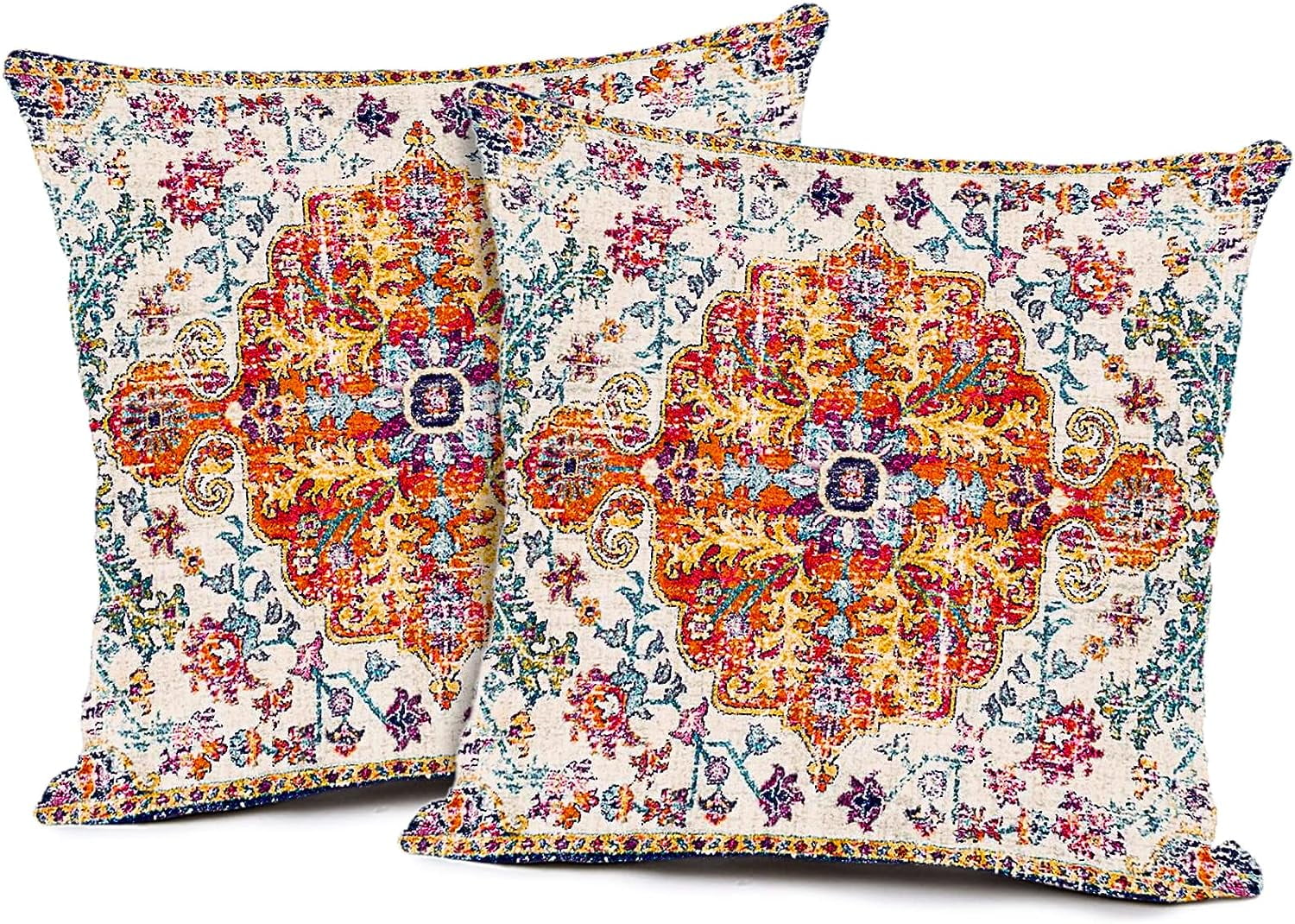 2PCS Carpet Pattern Boho Style Ethnic Design Decorative Cotton Linen ...