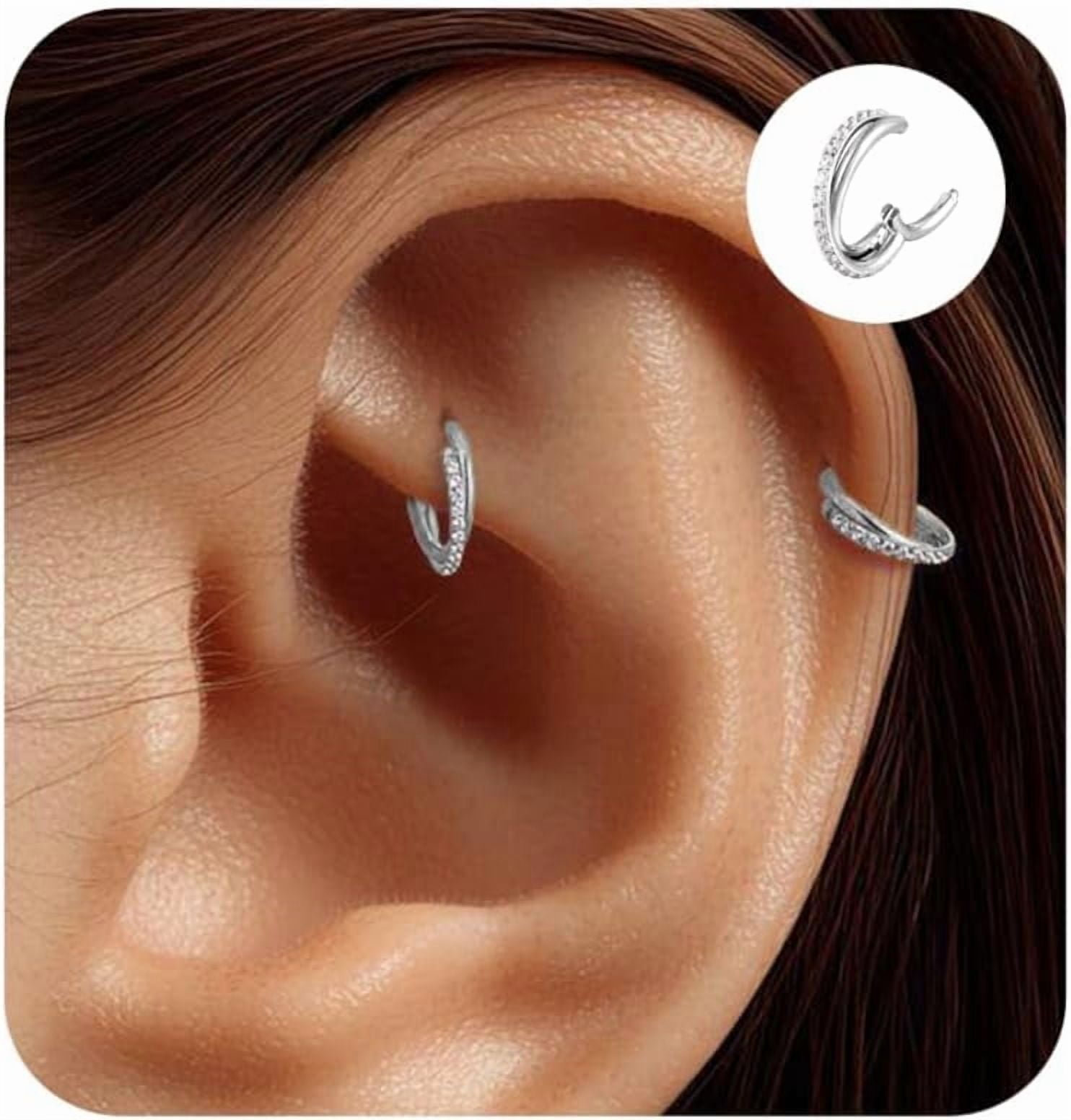 2PCS Cartilage Helix Piercing Earrings For Women Titanium Rook Jewelry ...