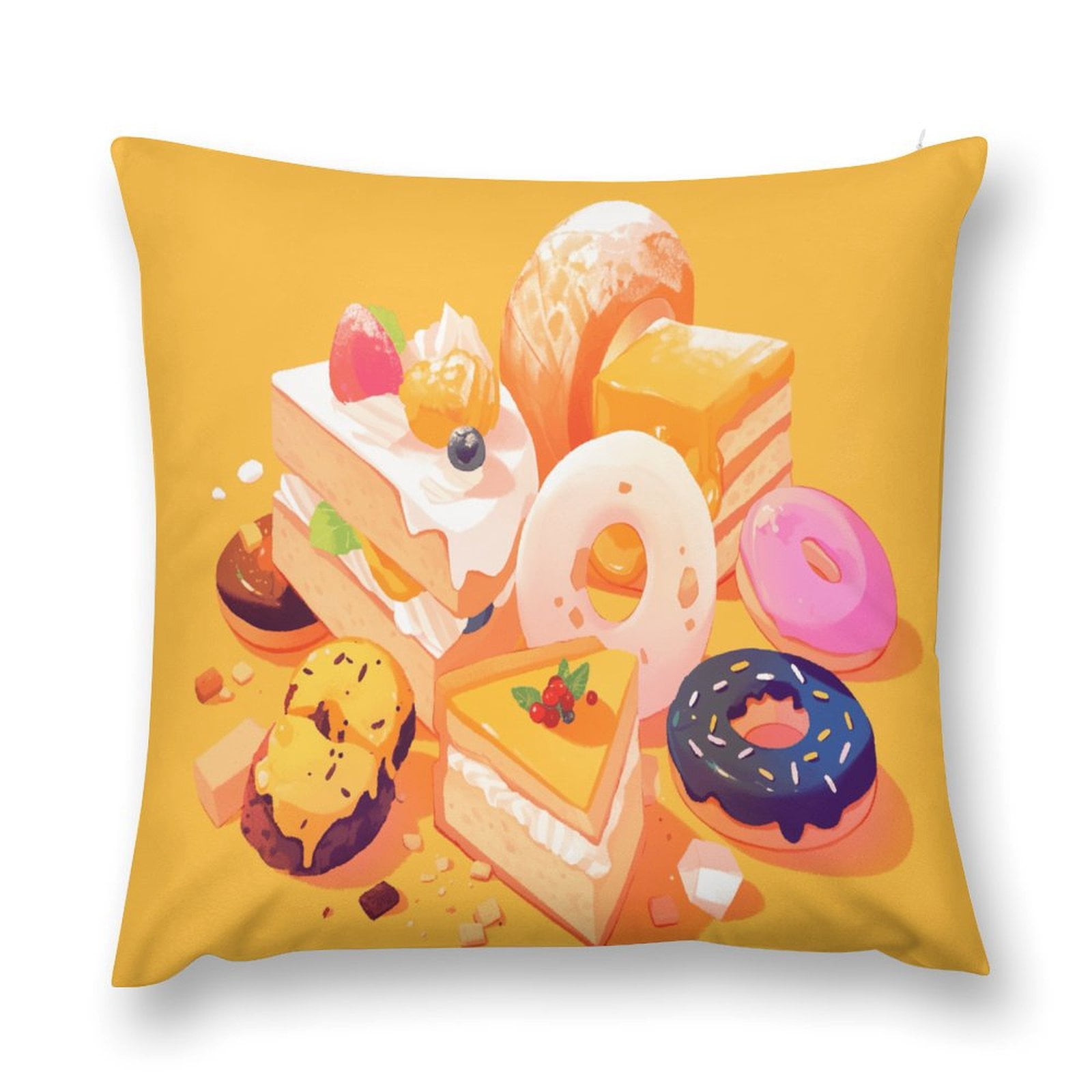 2PCS Cartoon Cake Two Sided Printing Pillow Cover，Birthday Gifts for ...