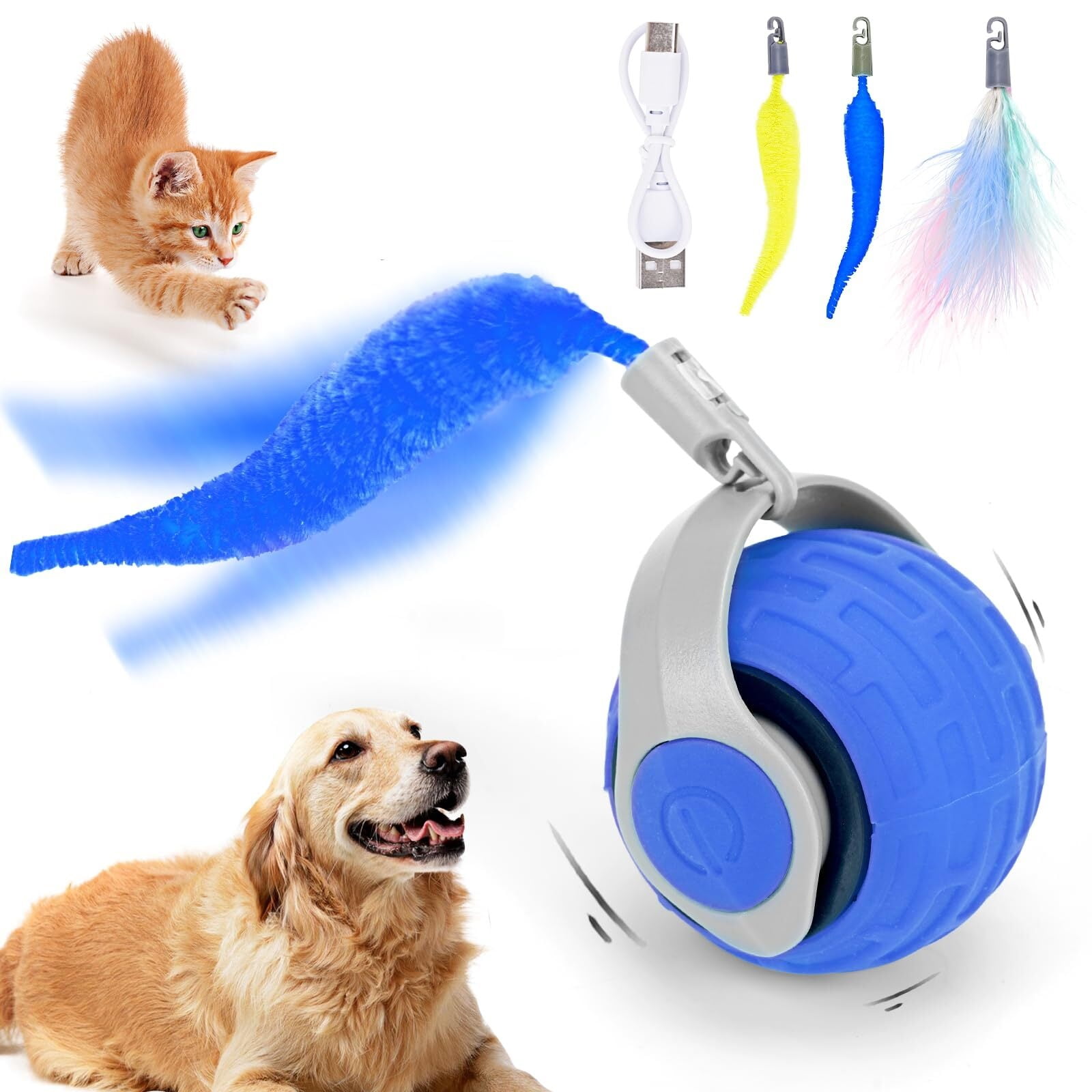 2PCS Cat Toy 3.0 Turbo Tail 2025 New Upgraded 300 mAh Pet Smart Chase ...