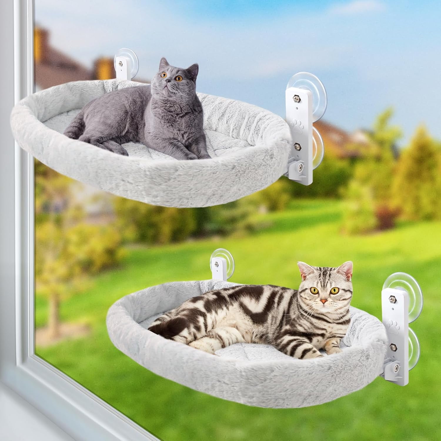 2PCS Cat Window Perch Hammock Cordless Kitty Sunny Bed Seat Window Sill ...