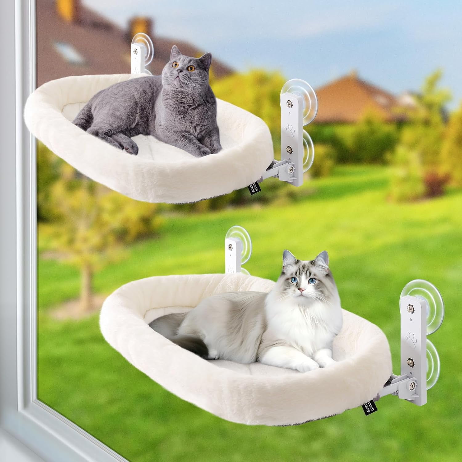 2PCS Cat Window Perch Hammock Cordless Kitty Sunny Bed Seat Window Sill ...