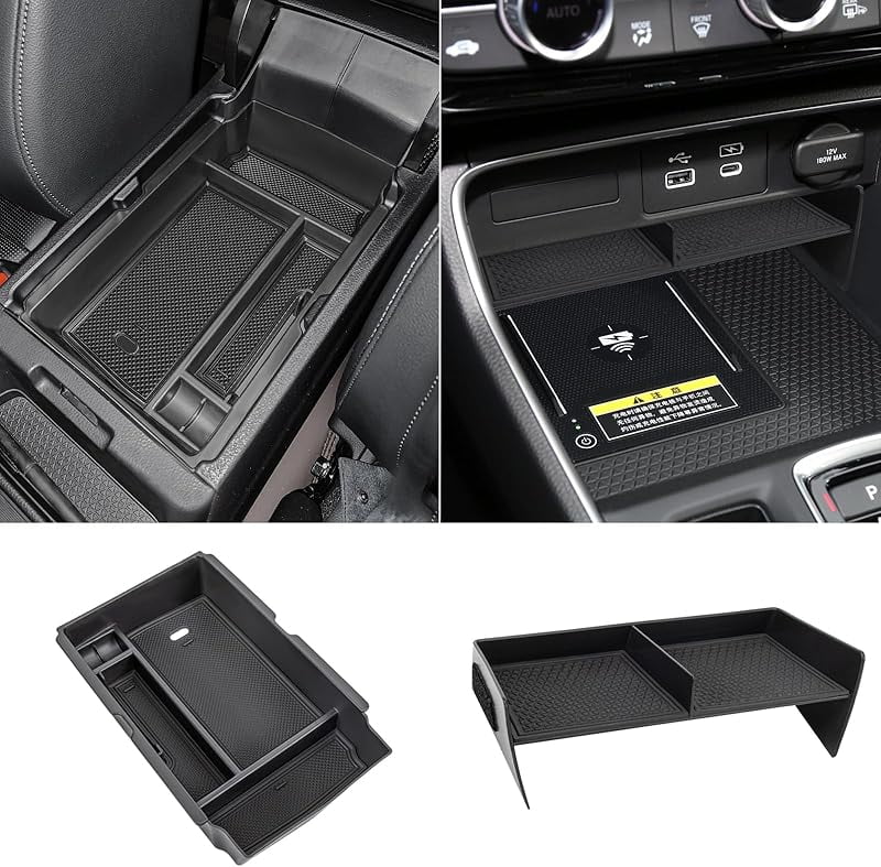 2PCS Center Console Organizer Tray and Armrest Storage Box Compatible ...
