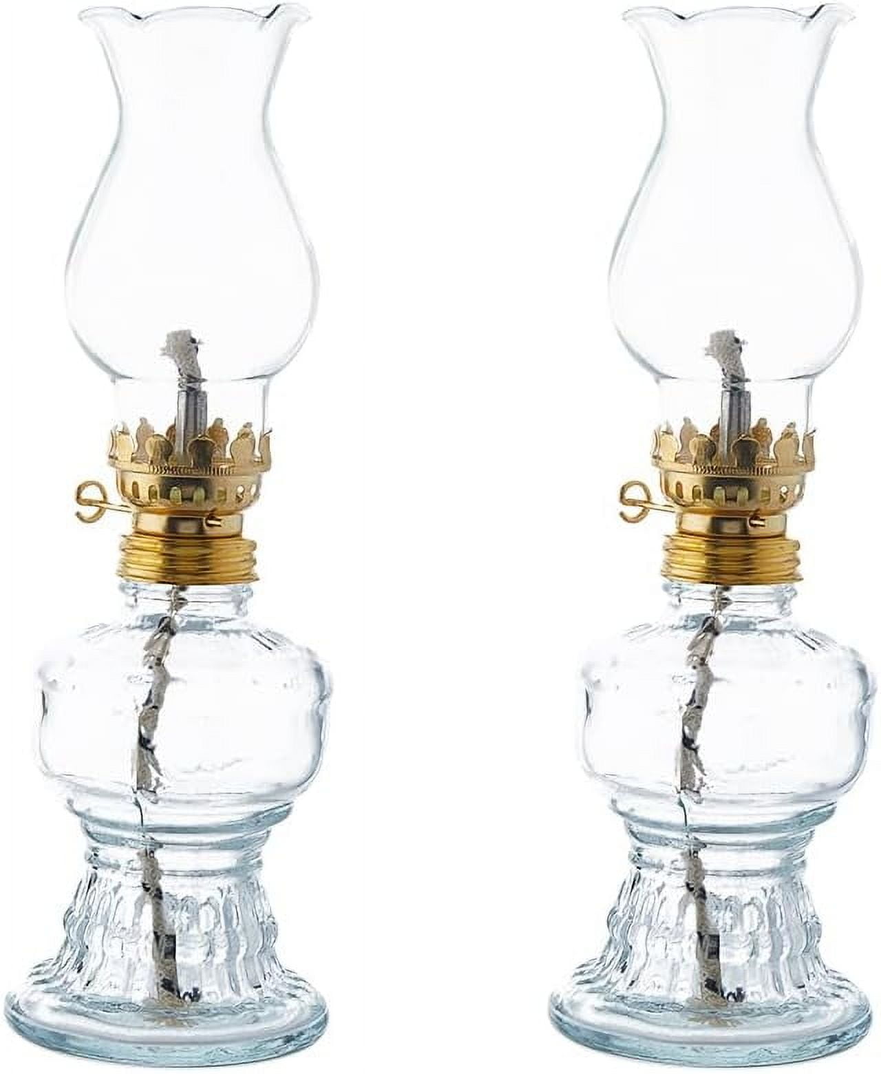 2PCS Chamber Oil Lamps Glass Clear Kerosene Lamp Hurricane Lamp Oil ...