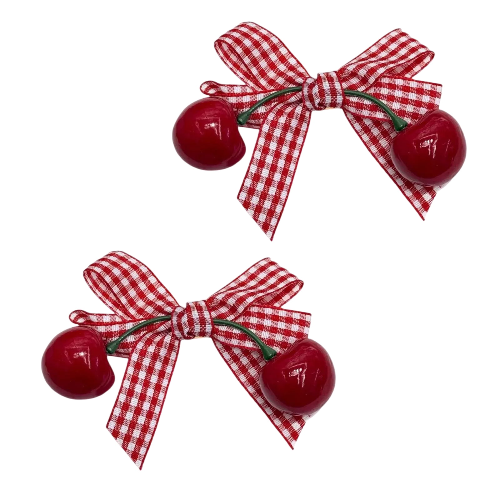 2PCS Checkered Hair Clips with Charm, Metal Teeth Barrettes for Women ...