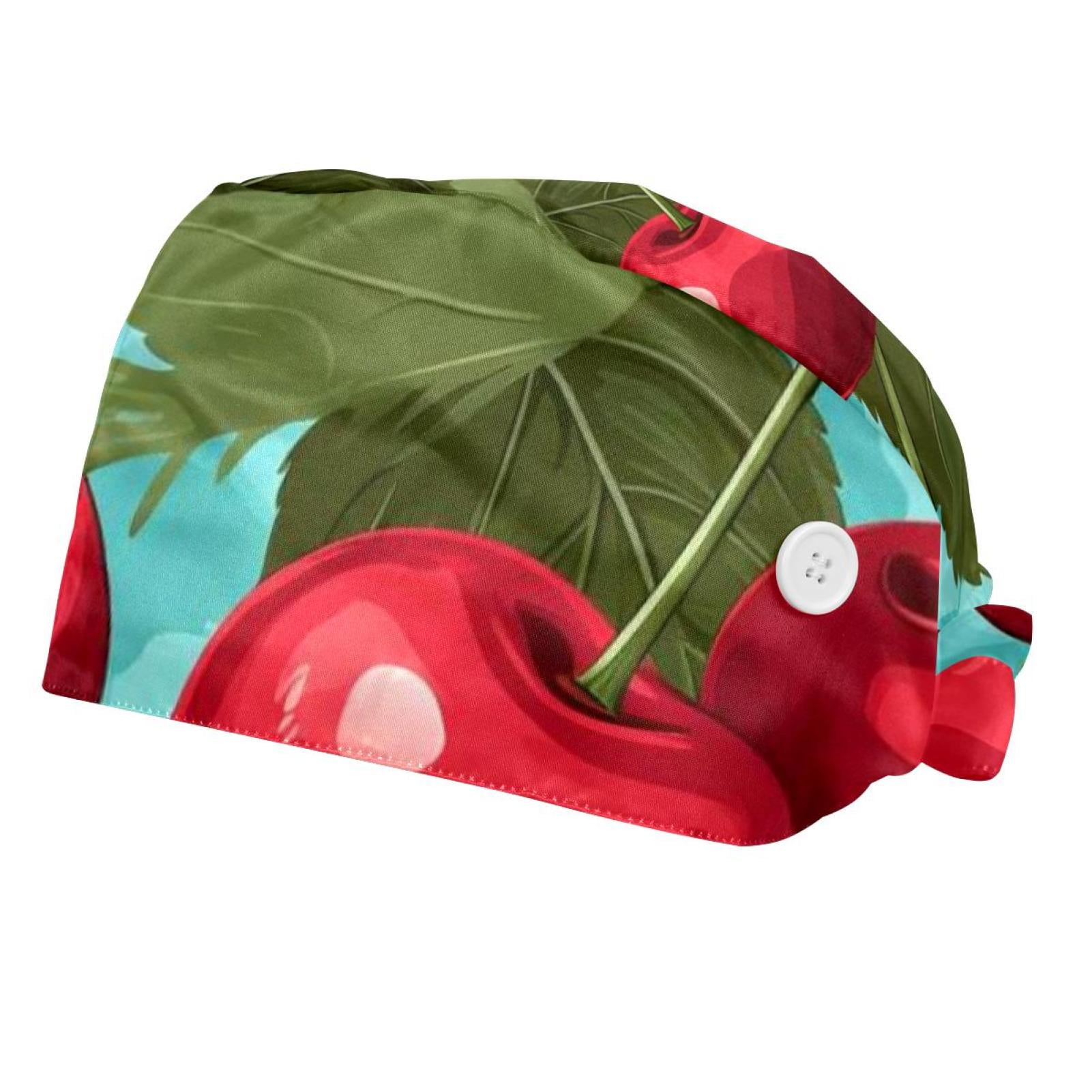 2PCS Cherry Working Caps with Button, Adjustable Working Hats for Women ...