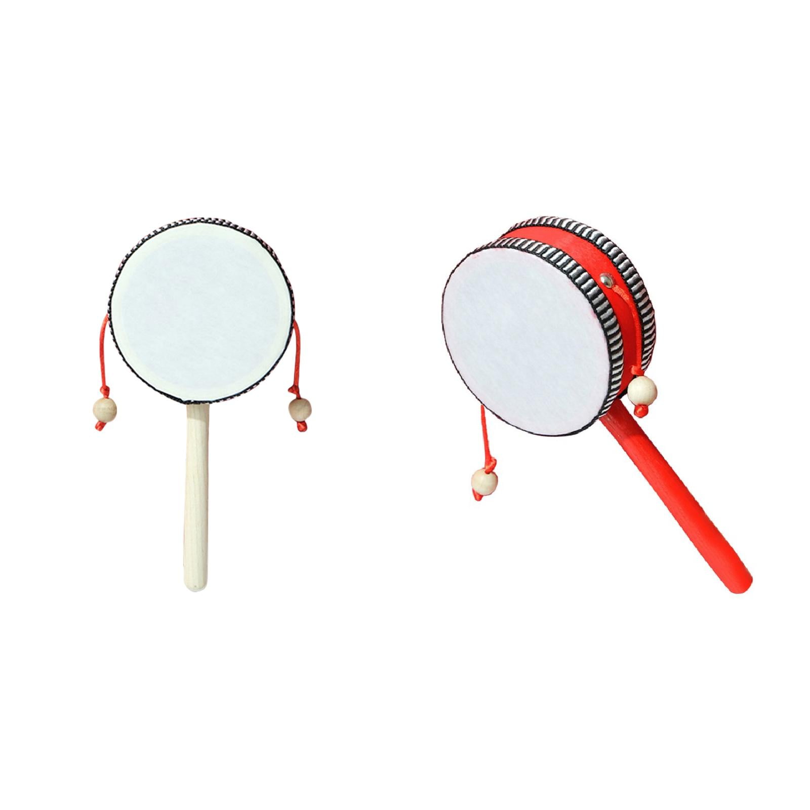 2PCS Chinese Rattle Drum Toy - Hand Cranked Wooden Monkey Drum ...
