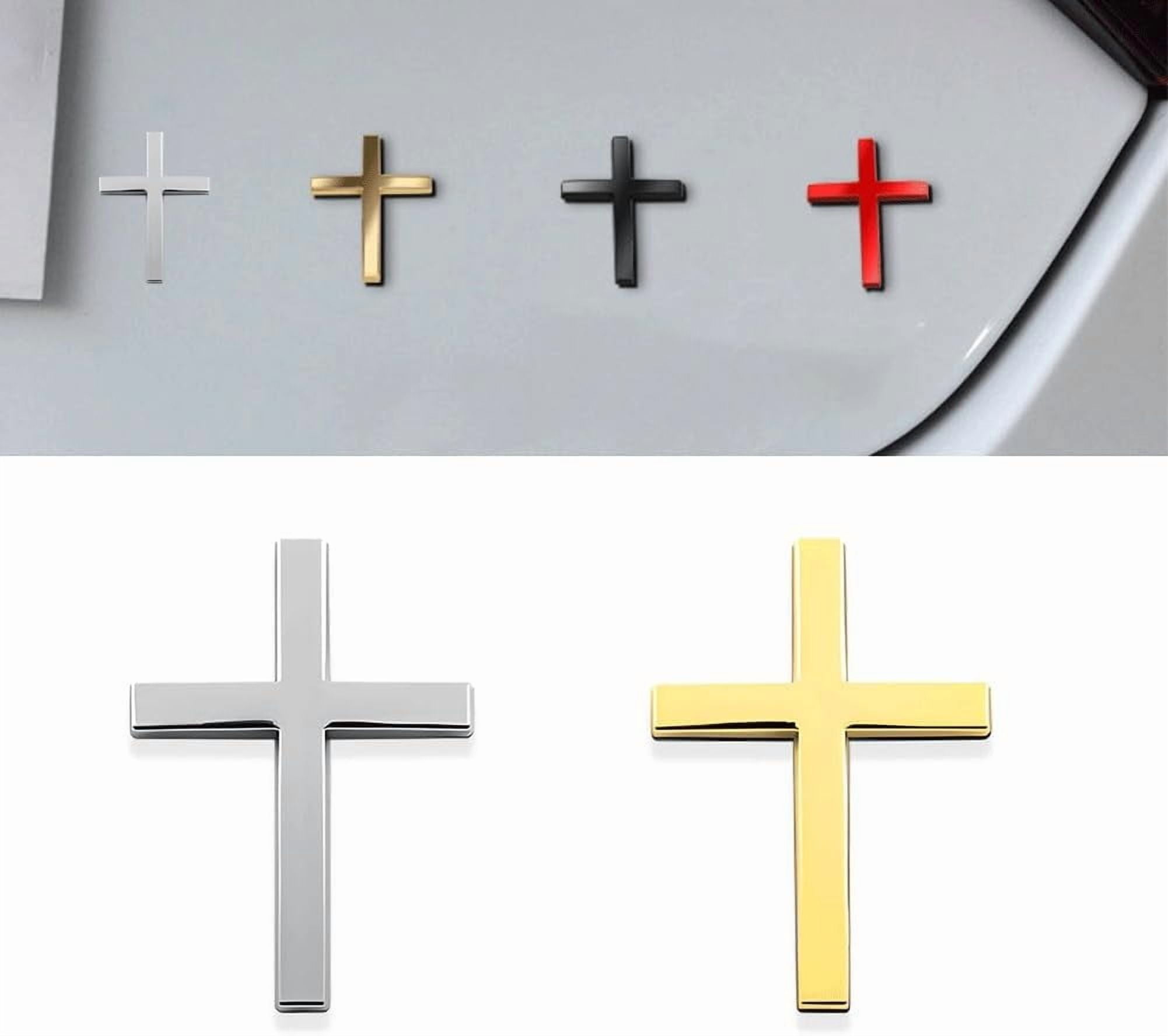 2PCS Christian Car Decal, 3D Metal Cross Stickers Self Adhesive Auto ...