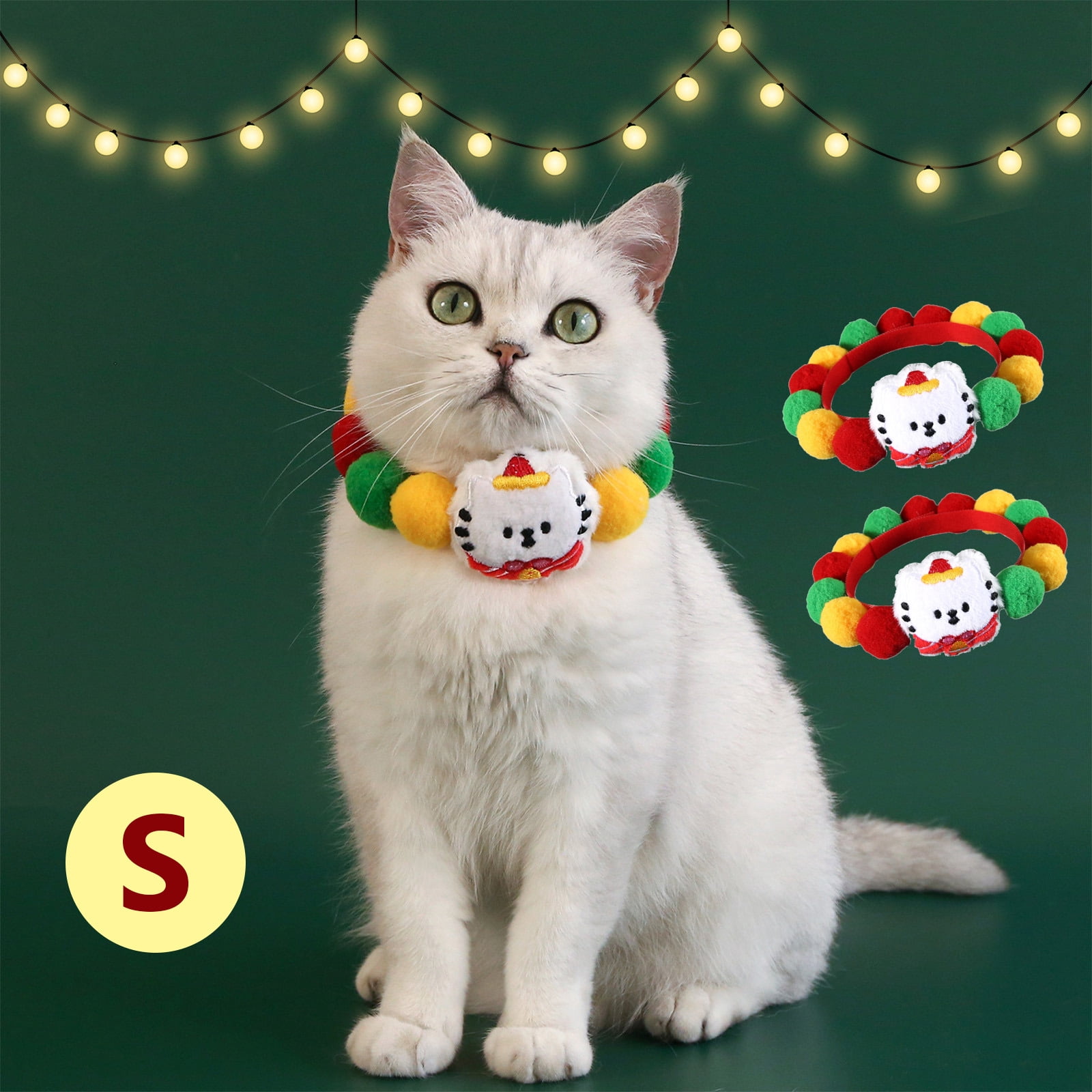 2PCS Christmas Cat Collars - Xmas Pet Ball Collar, Adjustable Cute ...