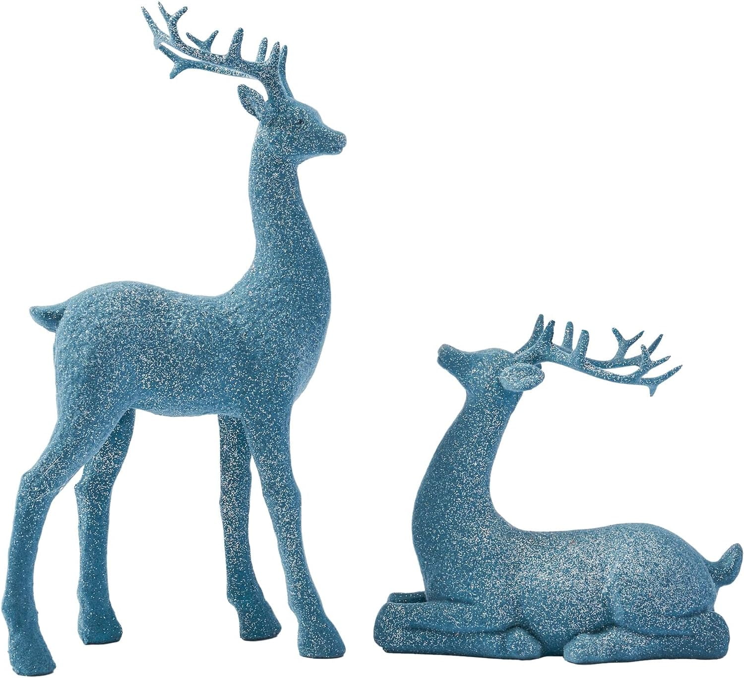 2PCS Christmas Reindeer Winter Decor, Tabletop Deer Statues Decorations ...