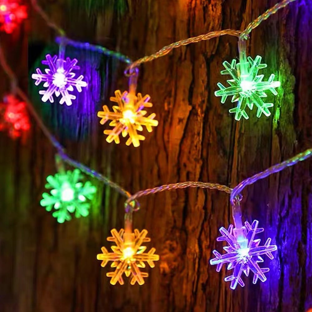 2PCS Christmas Snowflake String Lights Fairy Lights Battery Operated ...