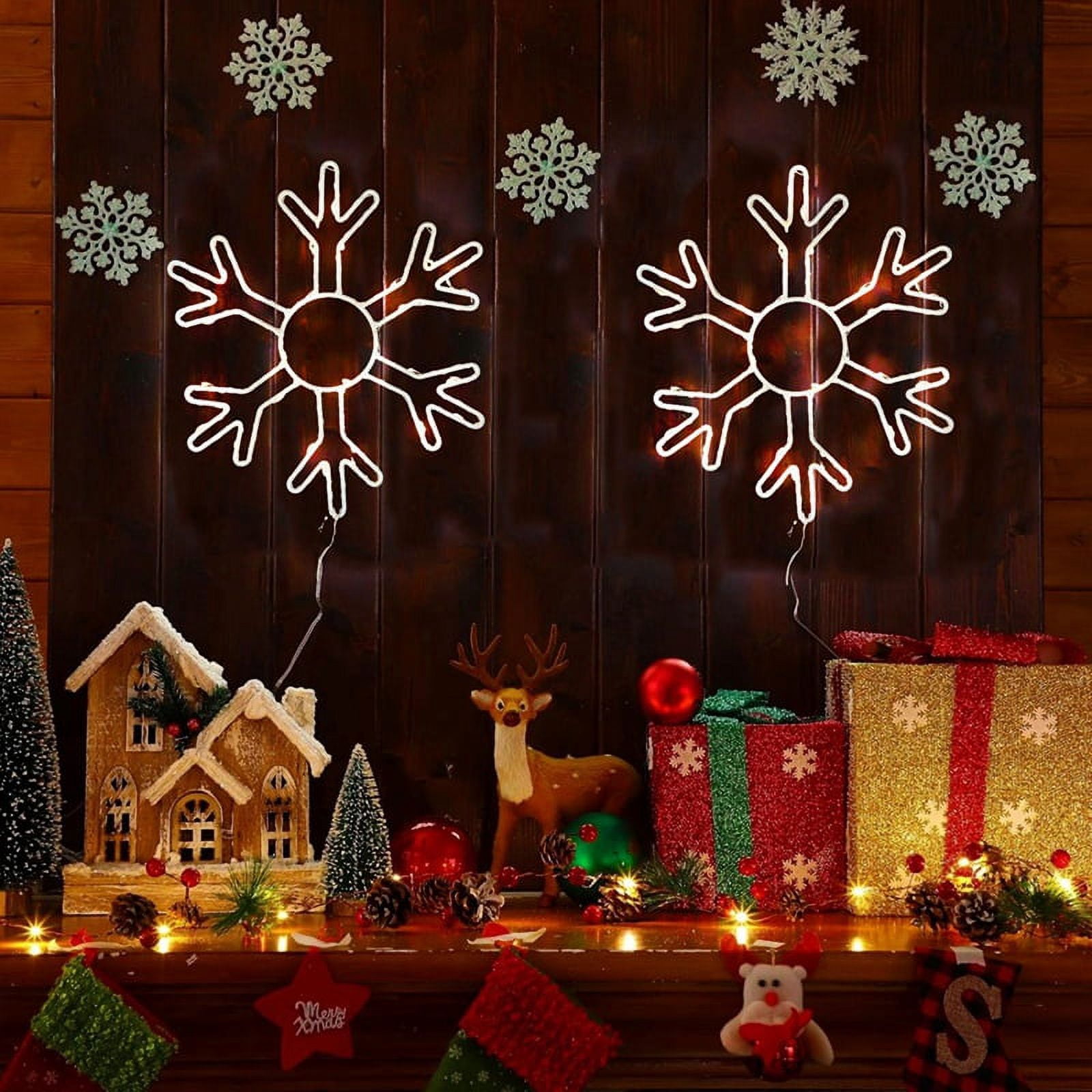 2PCS Christmas Snowflake Window Lights Decorations Led for Home Xmas ...