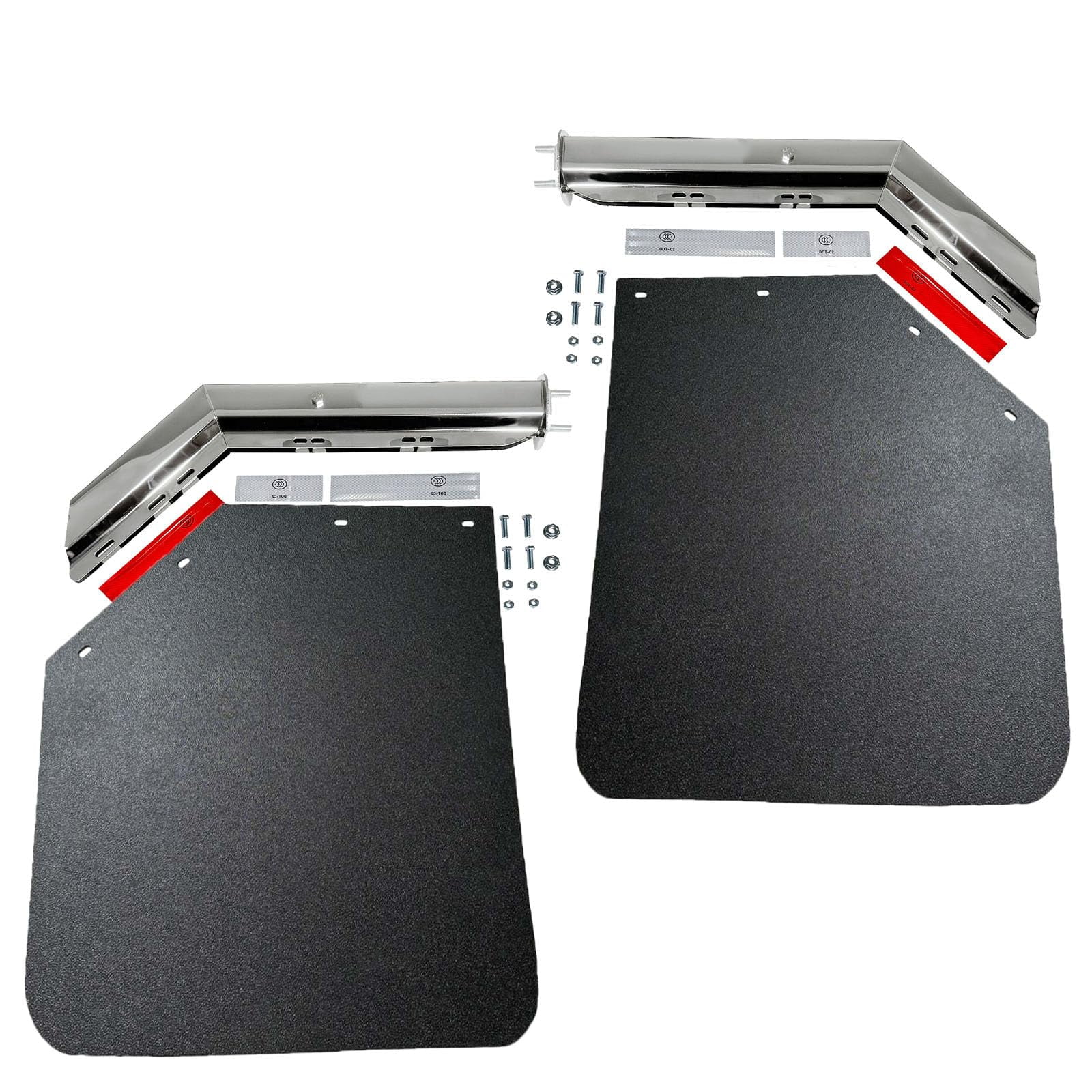 2PCS Chrome Angled Spring Loaded Mud Flap Hanger Bracket Set&Semi Truck ...