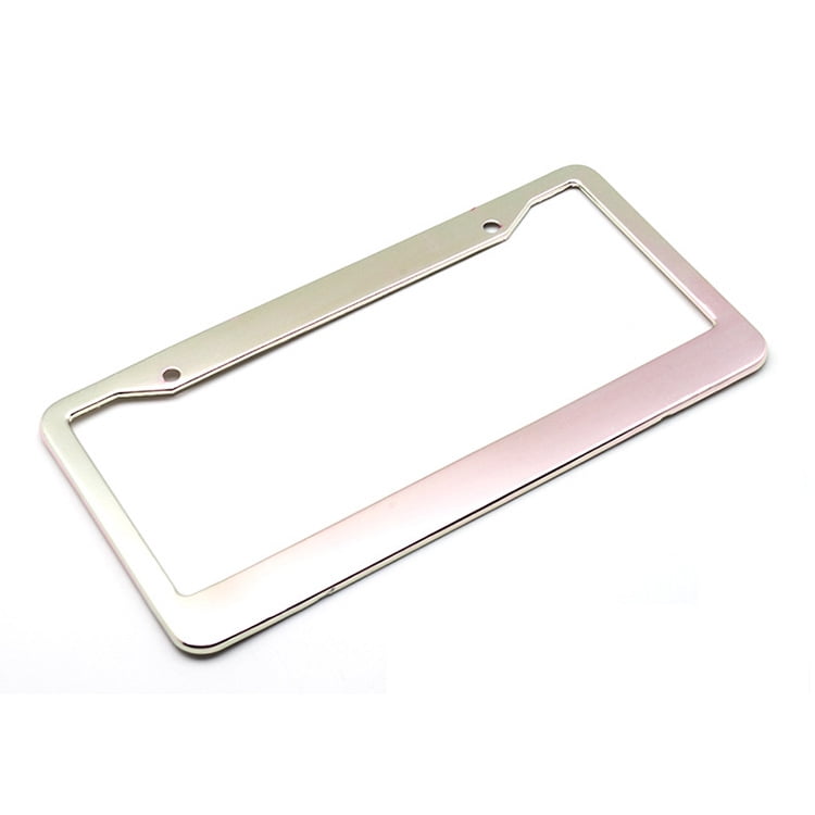 2PCS Chrome License Plate Frame, 2 Holes Silver Stainless Steel License ...