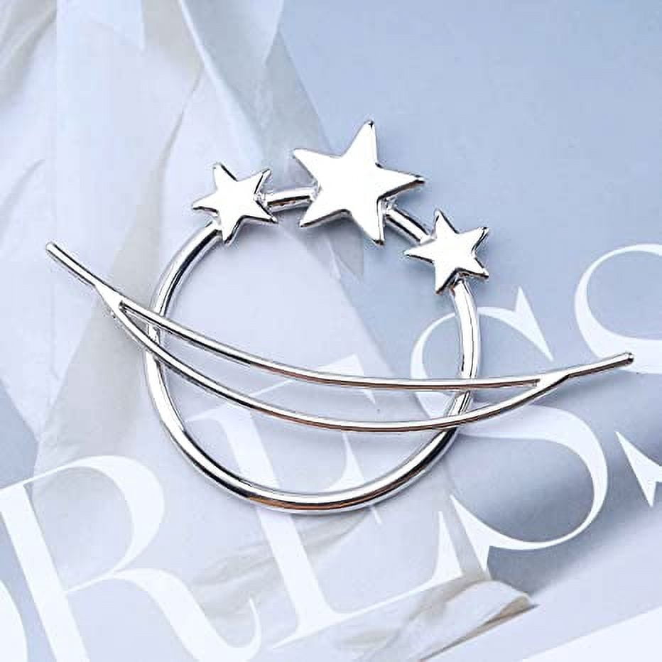 2PCS Circle Star Hair Clip Silver Hollow Circle Hairclips Barrette ...