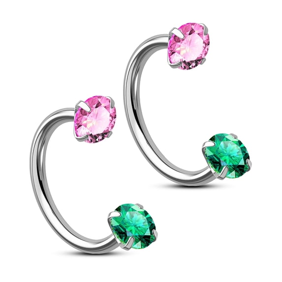2PCS Circular Barbells Piercing 20G 316L Stainless Steel Zircon Septum ...