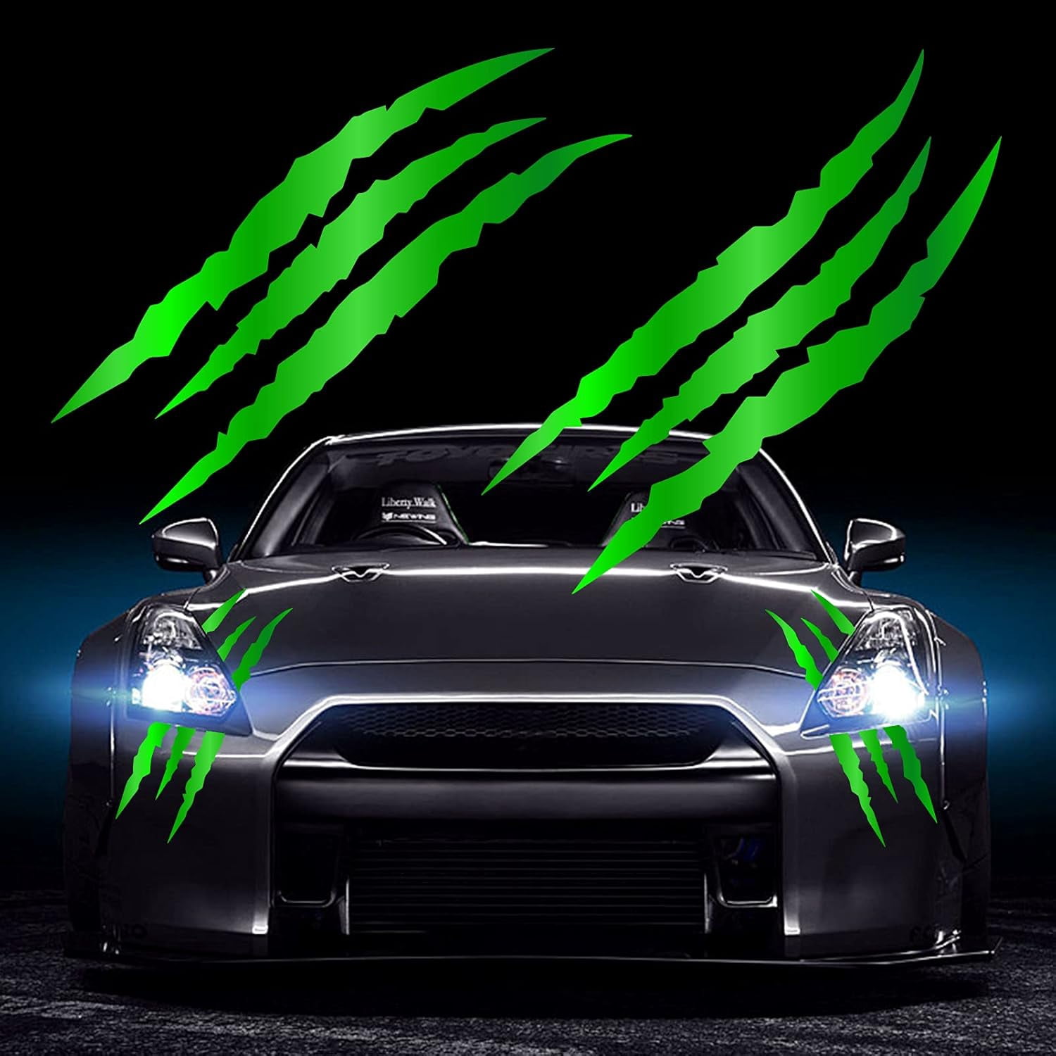 2PCS Claw Mark Car Decak, Car Headlight Decal/15.8 Inch, Monster Claw ...