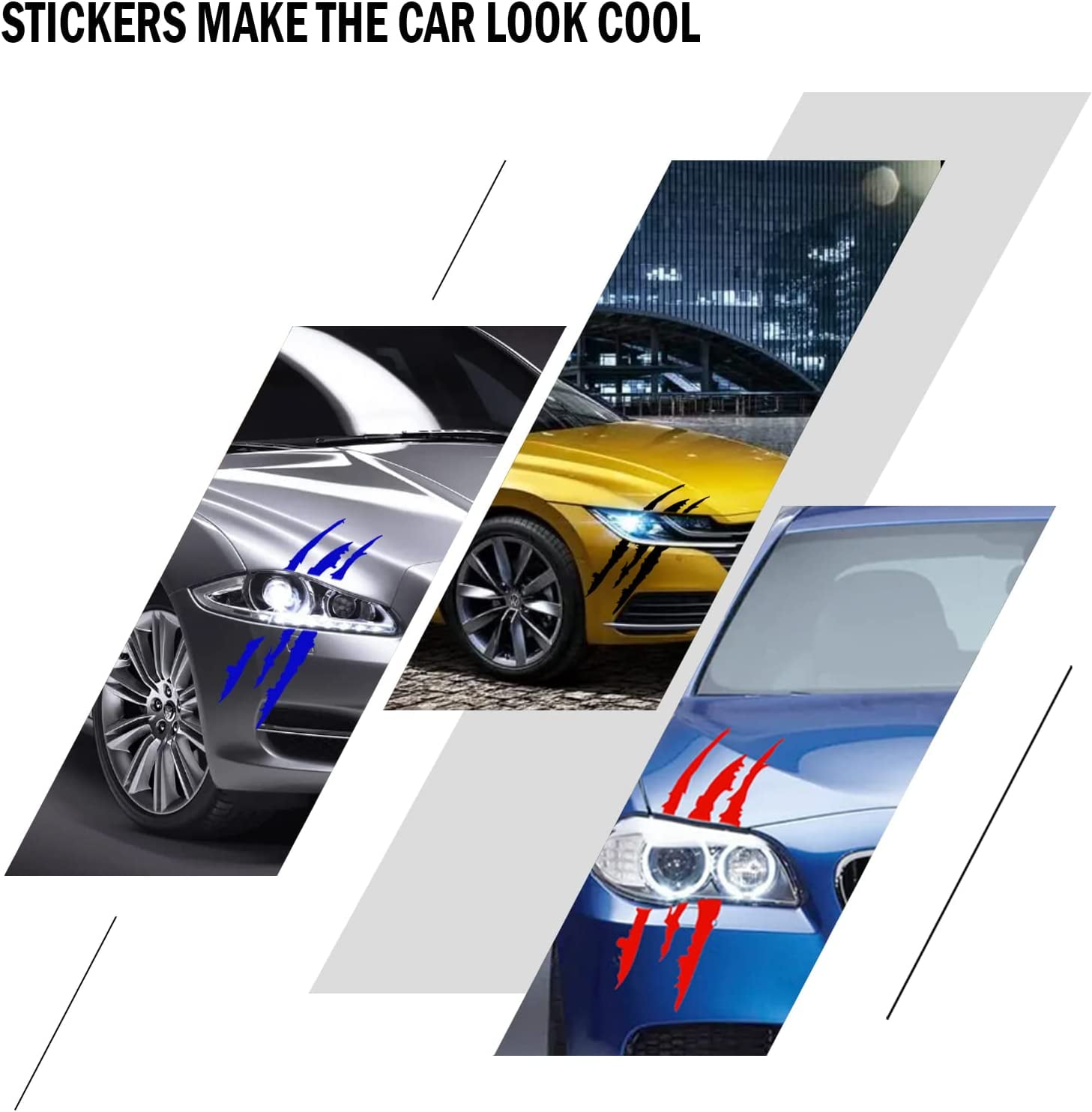 2PCS Claw Mark Decals for Cars,Car Hood Decal Scratch Stripe Auto ...