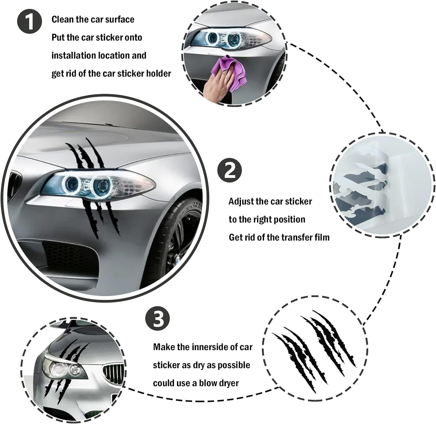 2PCS Claw Mark Decals for Cars,Car Hood Decal Scratch Stripe Auto ...