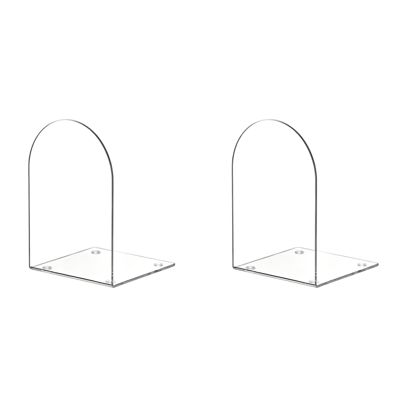 2PCS Clear Acrylic Arch Book Stoppers, Sturdy Book Holders for Shelf ...
