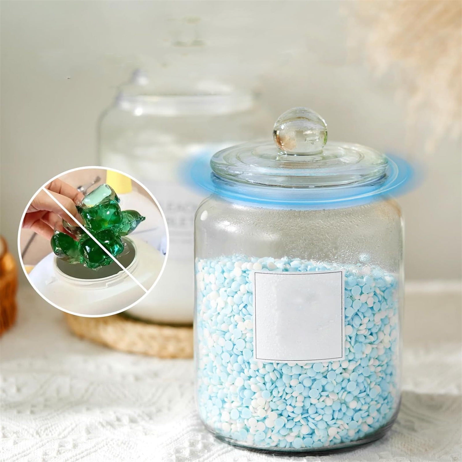 2PCS Clear Glass Laundry Jar Glass Jar Jar Storage 2L Universal Glass ...