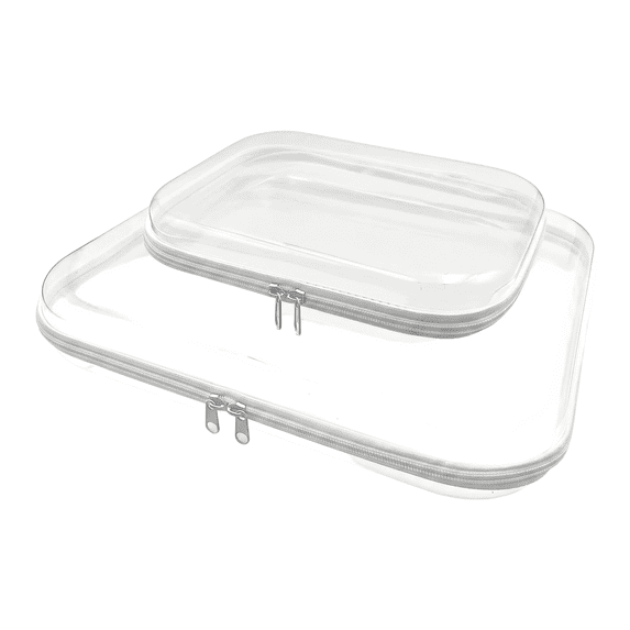 2PCS Clear Hard Shell Zipper Case, Portable Hard Plastic Travel ...