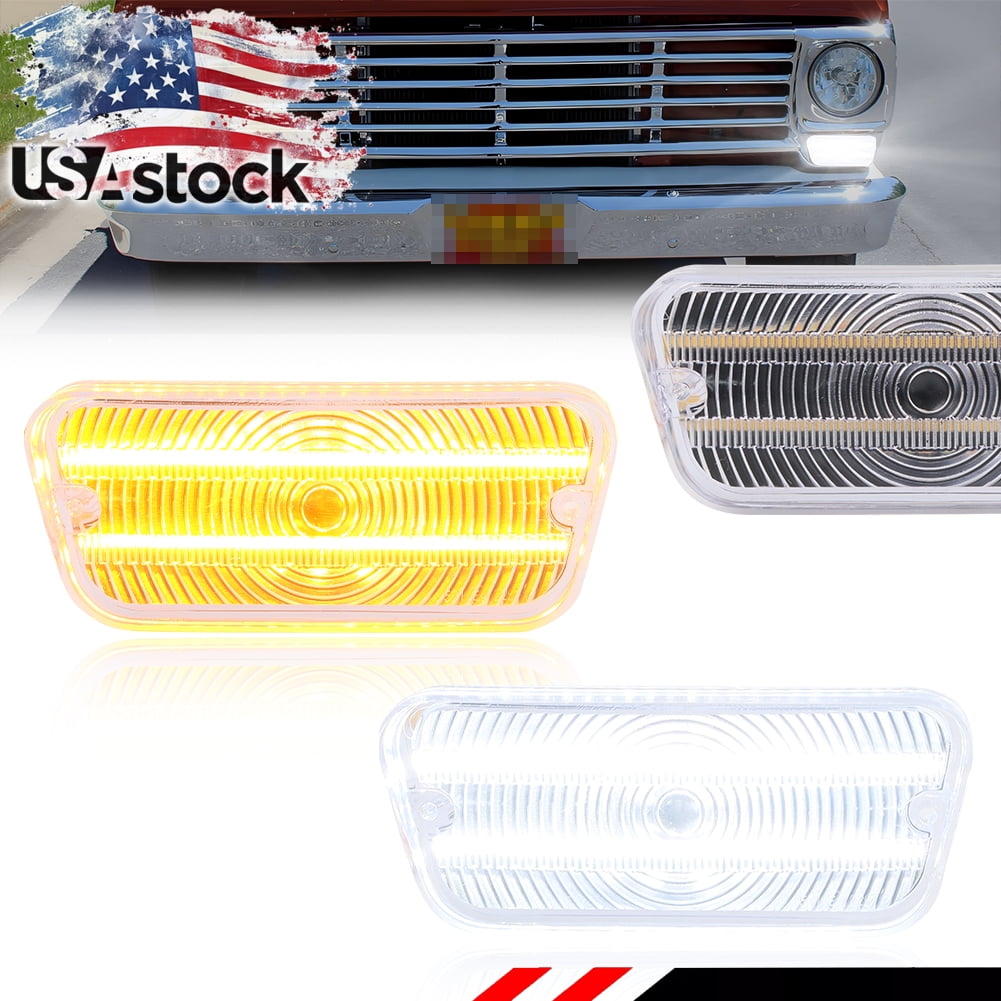 2PCS Clear Lens Front Bumper Parking Light Side Marker Light Turn ...