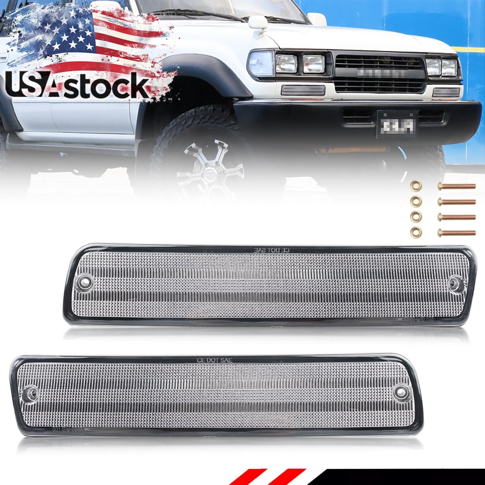 2PCS Clear Lens Front Bumper Side Marker Light Turn Signal Light Turn Warning Lights Parking ...