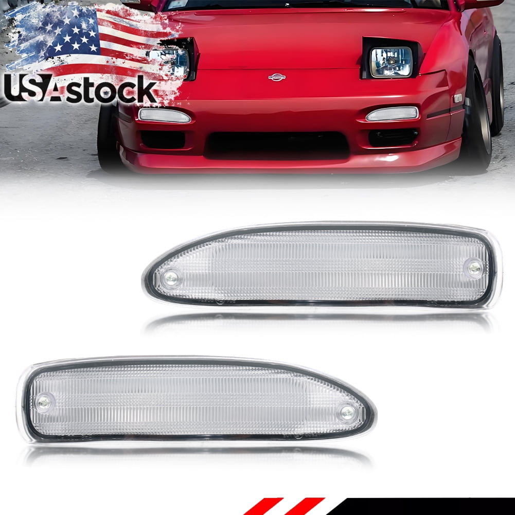 2PCS Clear Lens Front Bumper Turn Signal Lights Side Marker Lights Turn ...