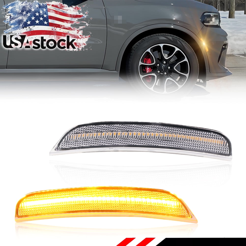2PCS Clear Lens Front Corner Side Marker Light Fender Light Turn Signal ...