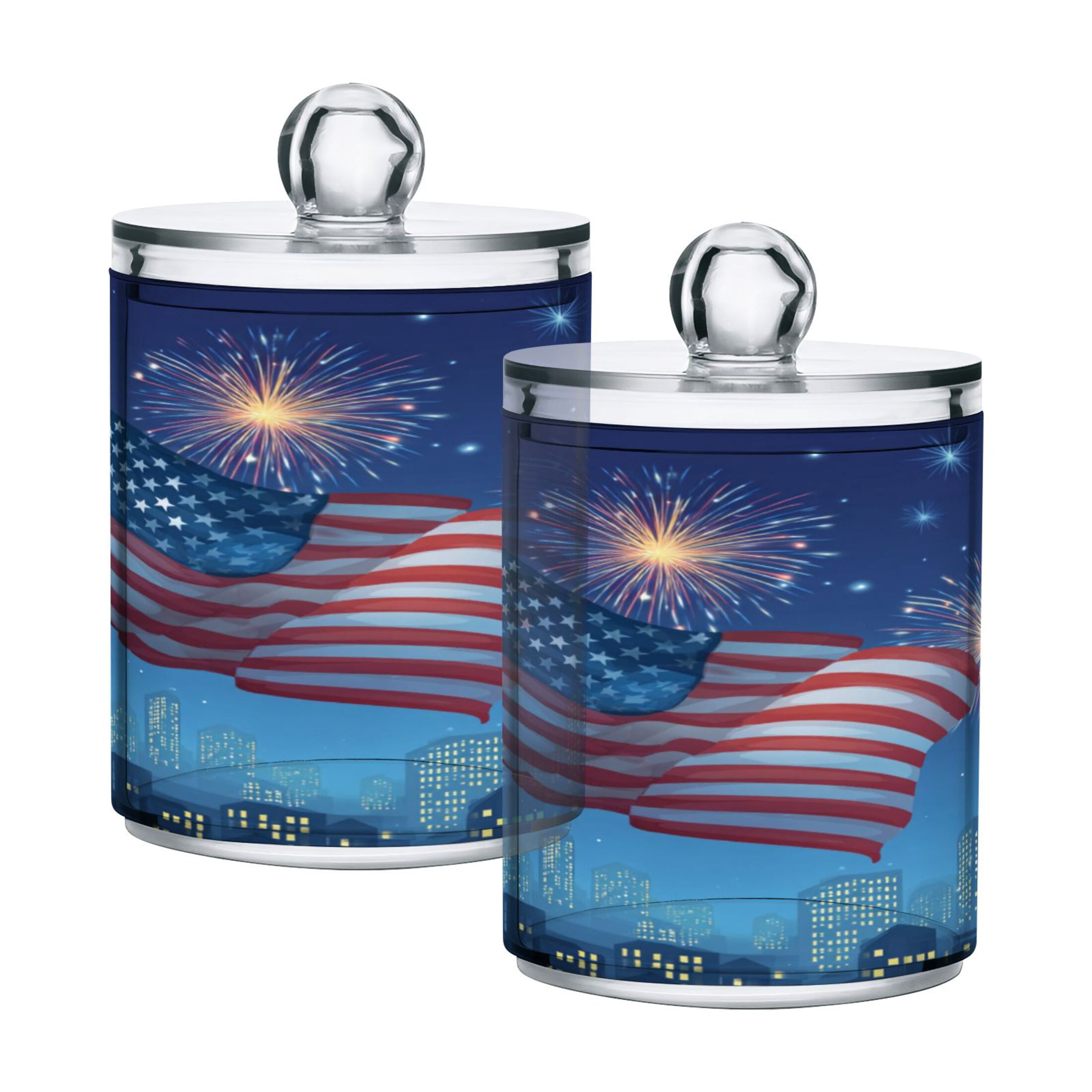 2PCS Clear Storage Jars Cotton Swabs Cans Translucent Plasticental ...