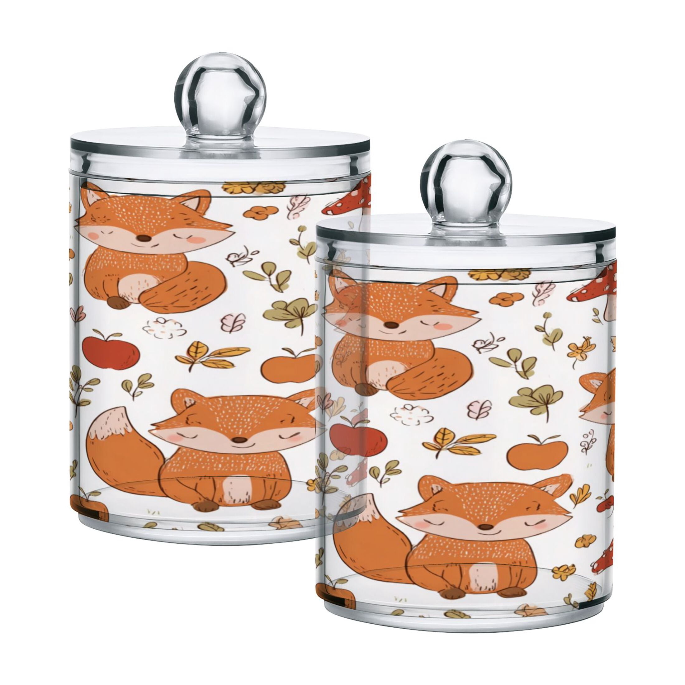 2PCS Clear Storage Jars Cotton Swabs Cans Translucent Plasticental ...