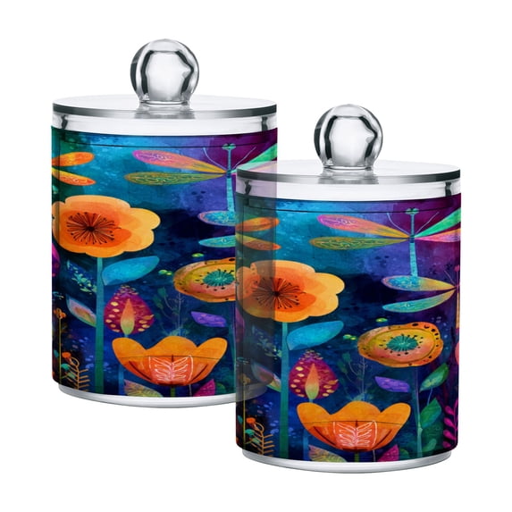2PCS Clear Storage Jars Cotton Swabs Cans Translucent Plasticental ...
