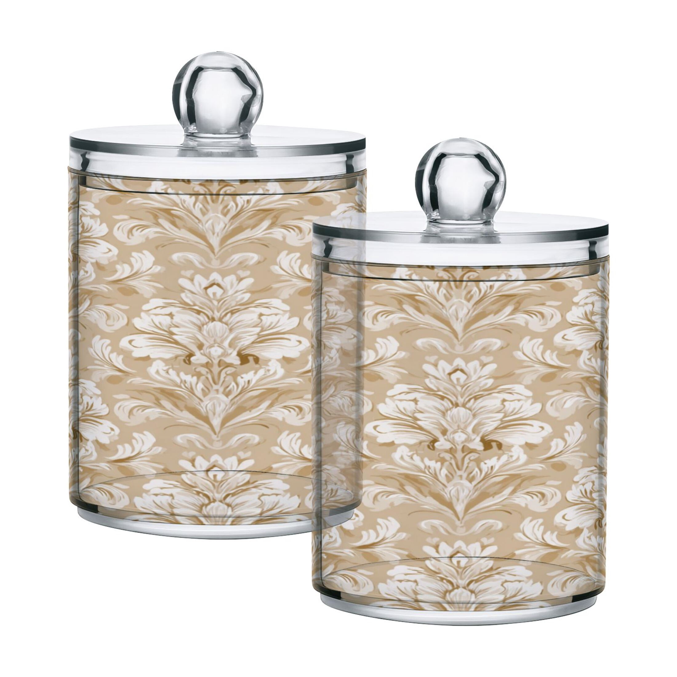 2PCS Clear Storage Jars Cotton Swabs Cans Translucent Plasticental ...