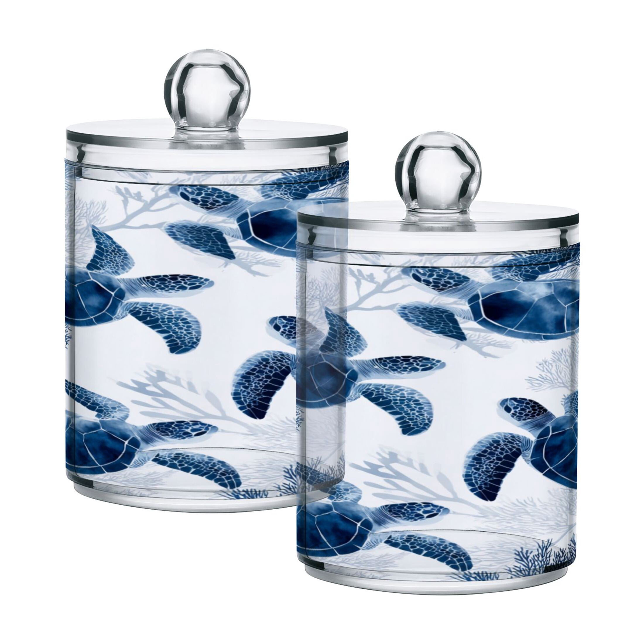2PCS Clear Storage Jars Cotton Swabs Cans Translucent Plasticental ...
