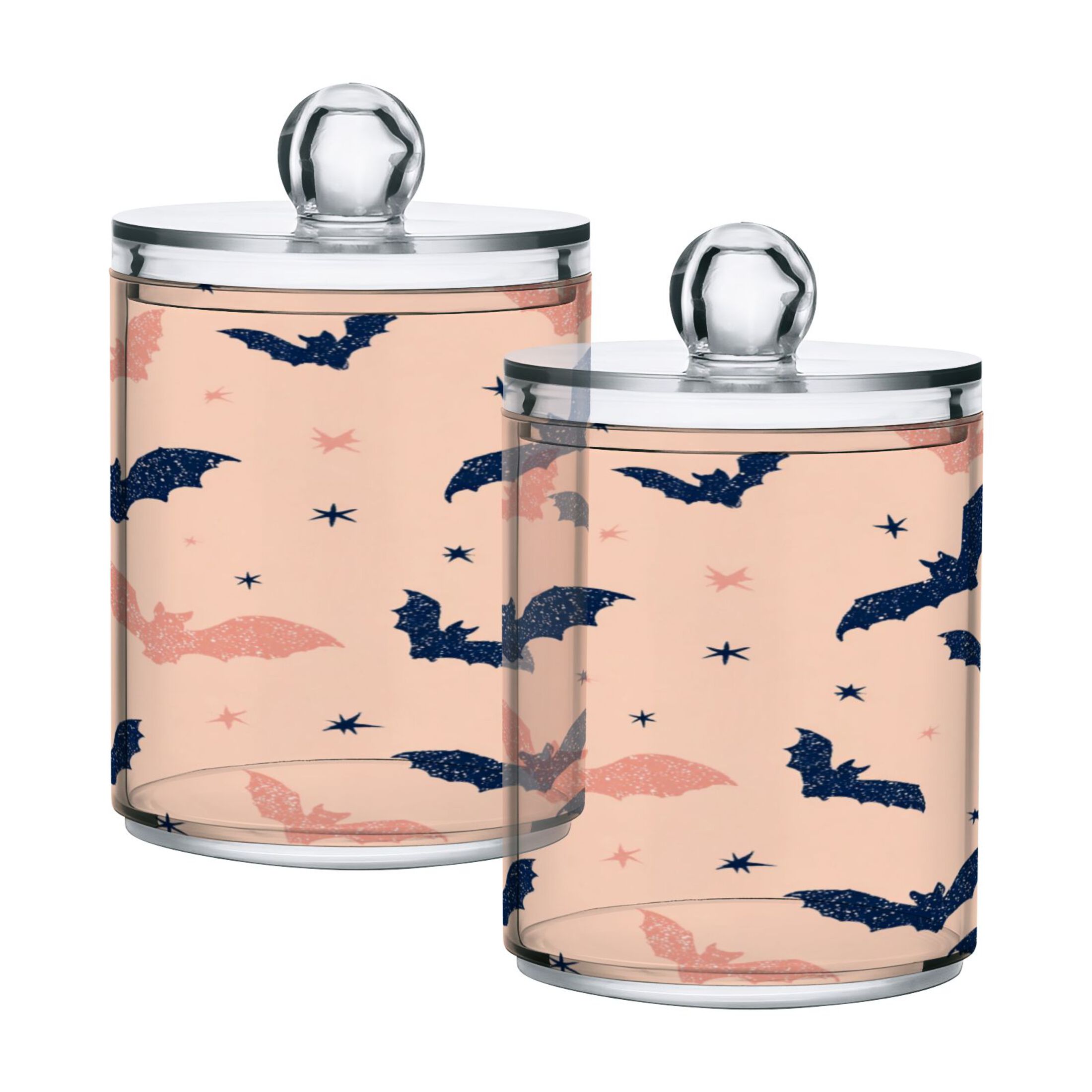 2PCS Clear Storage Jars Cotton Swabs Cans Translucent Plasticental ...
