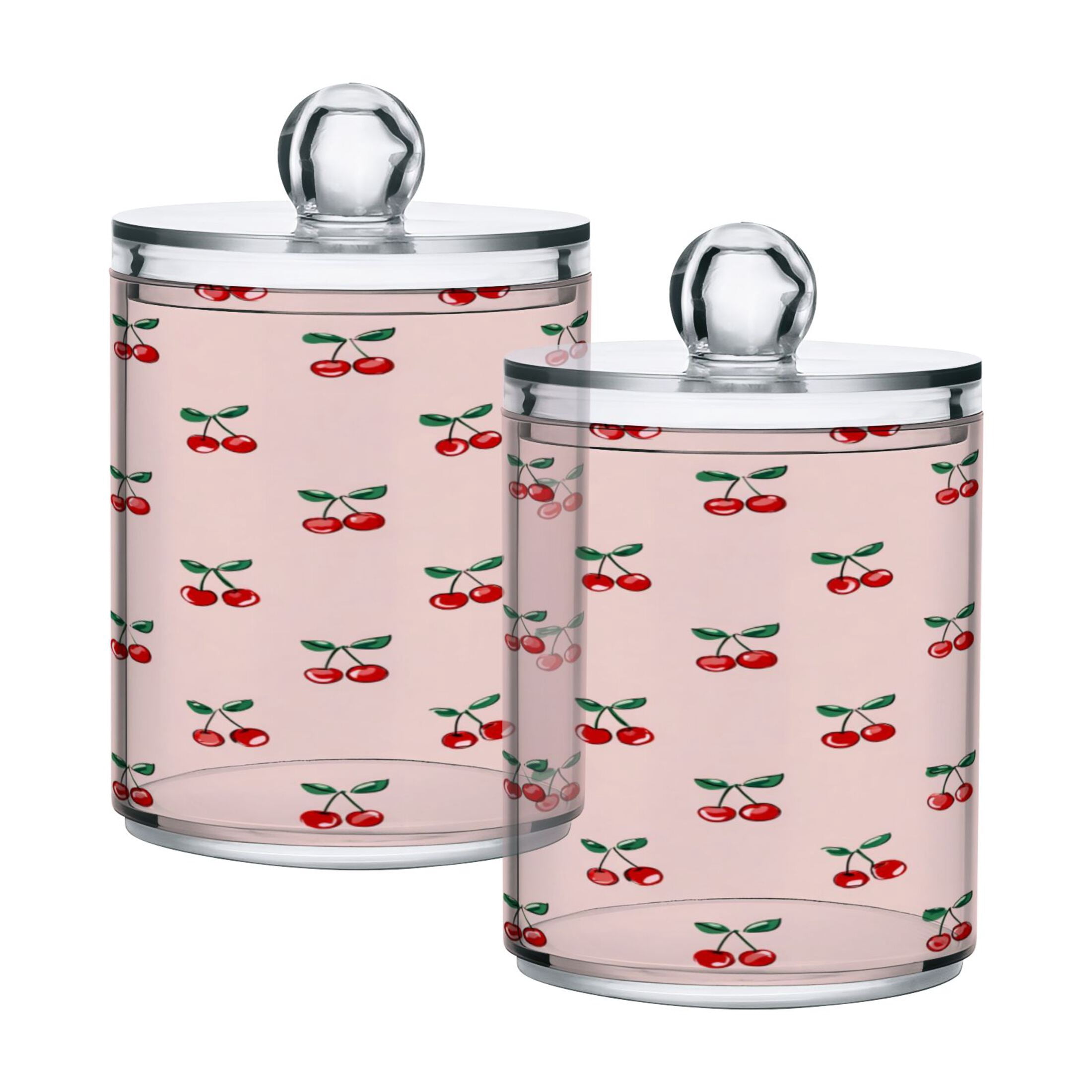 2PCS Clear Storage Jars Cotton Swabs Cans Translucent Plasticental ...