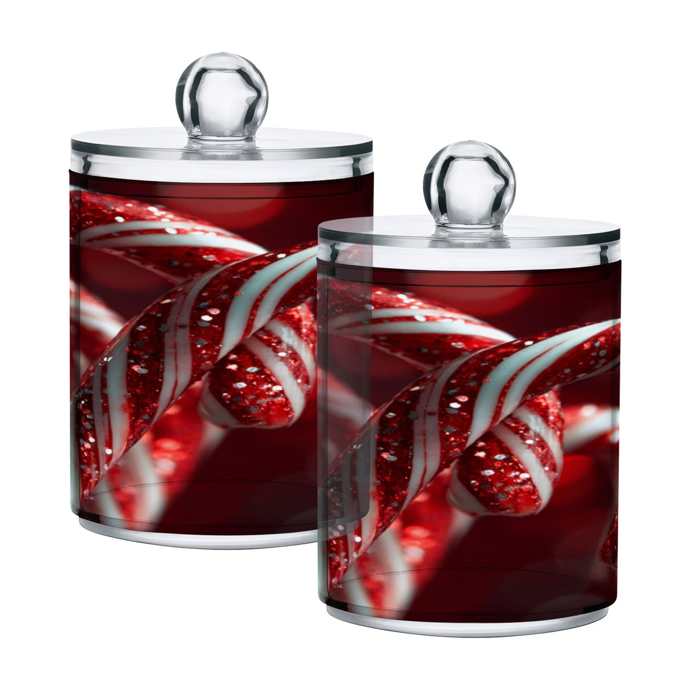 2PCS Clear Storage Jars Cotton Swabs Cans Translucent Plasticental ...