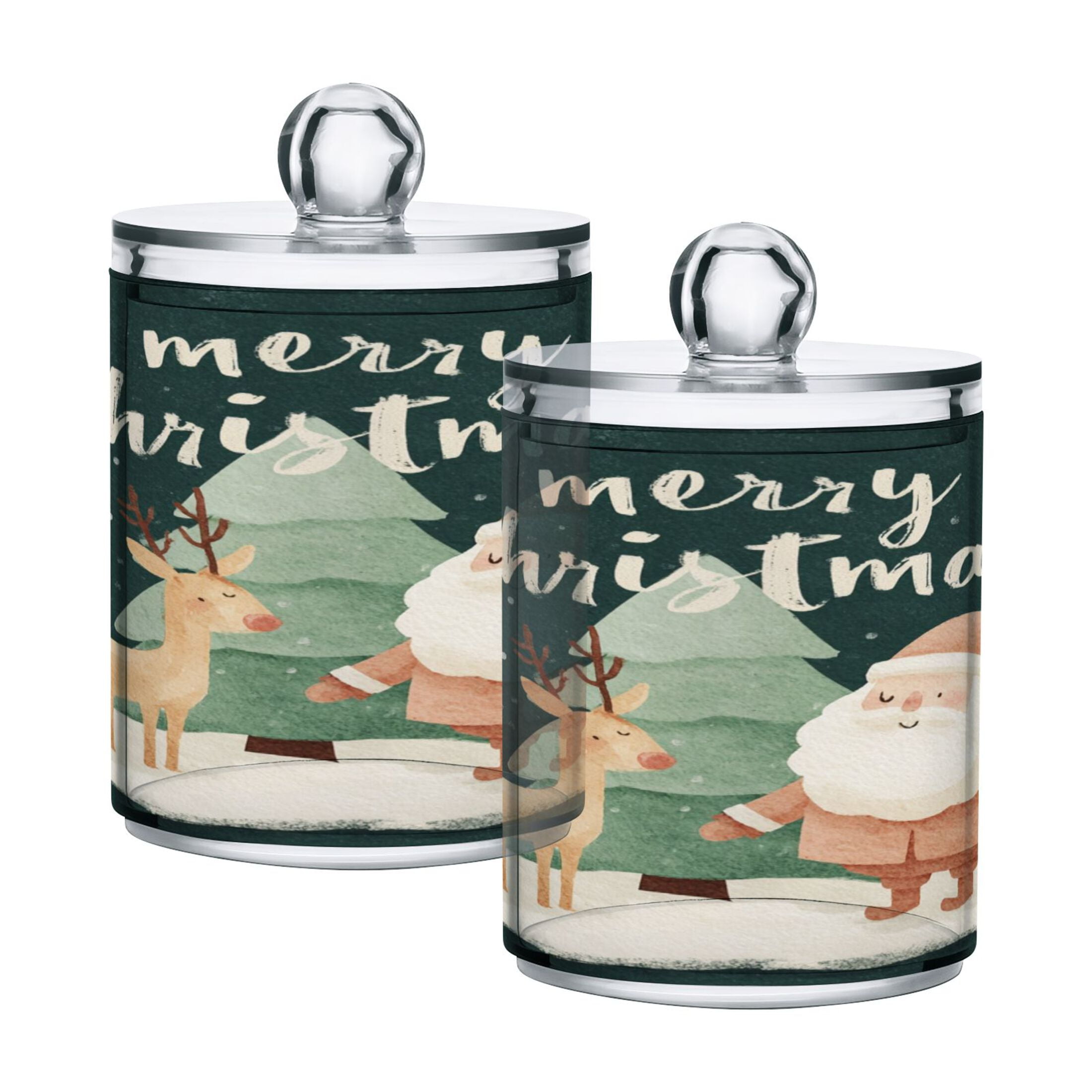 2PCS Clear Storage Jars Cotton Swabs Cans Translucent Plasticental ...